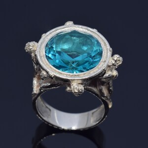 Ring of Playing Angels, Blue Topaz Signet Ring, Blue Birthstone Ring - Etsy