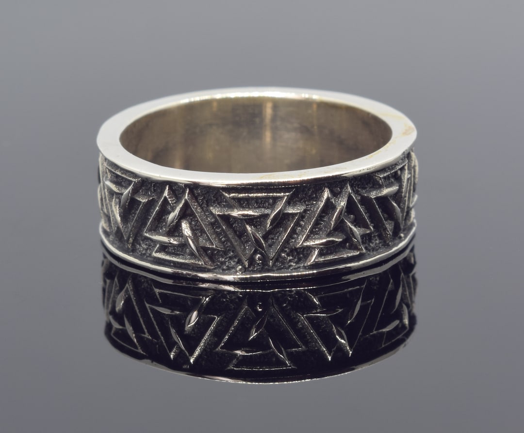 Valknut Knot Ring, Norse Viking Ring, Valknut Wedding Band, Silver ...