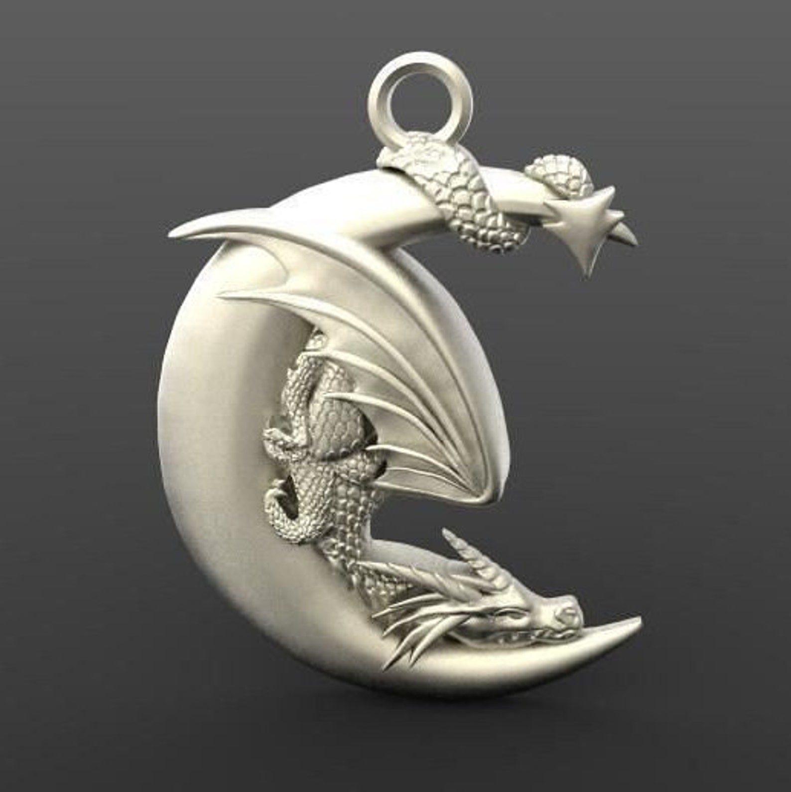 Mystical Moon Dragon Silver Pendant: Celestial Elegance Meets Mythical ...
