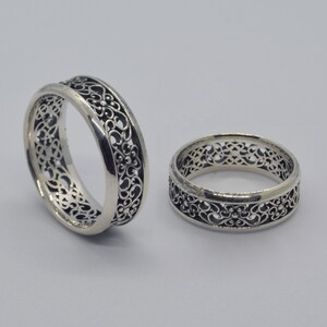 Silver Wedding Band,vintage Style Wedding Ring,unique Wedding Band ...