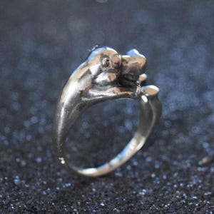 Hippo Silver Pinky Ring, Adjustable Animal Ring, Dainty Hippopotamus ...