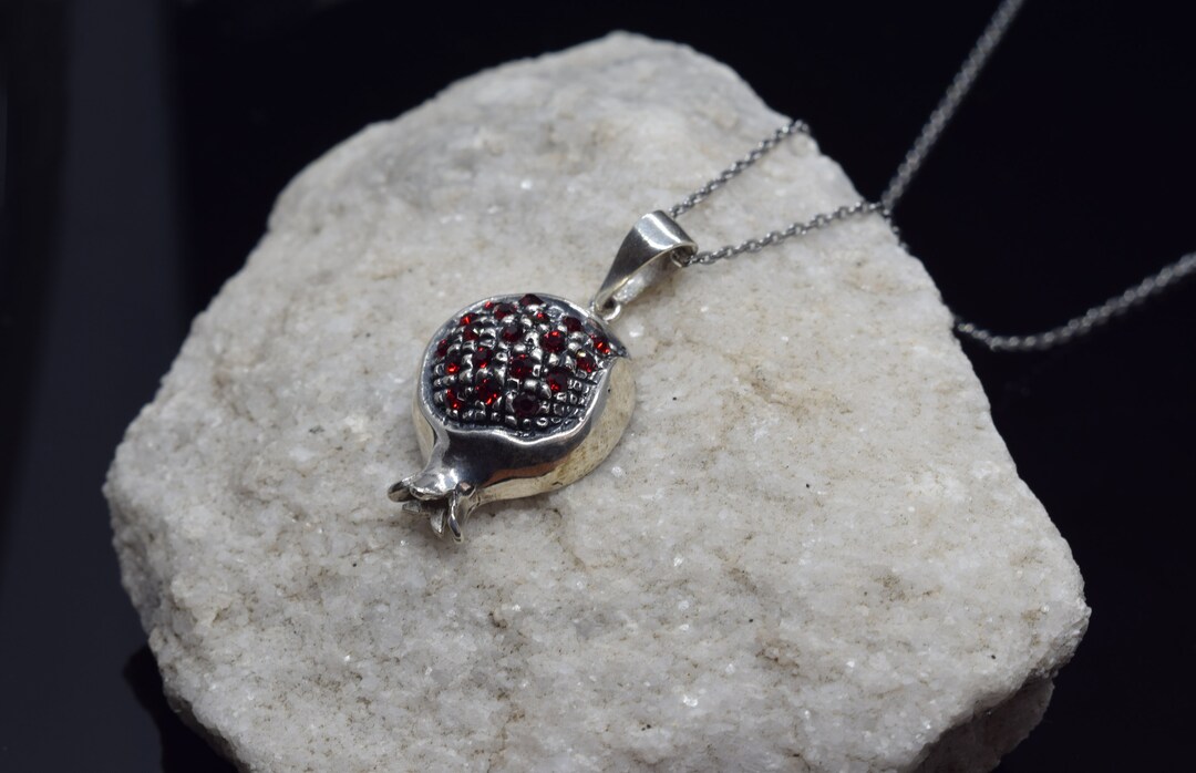 Silver Pomegranate Persephone Amulet Pendant Necklace, 925 Sterling ...