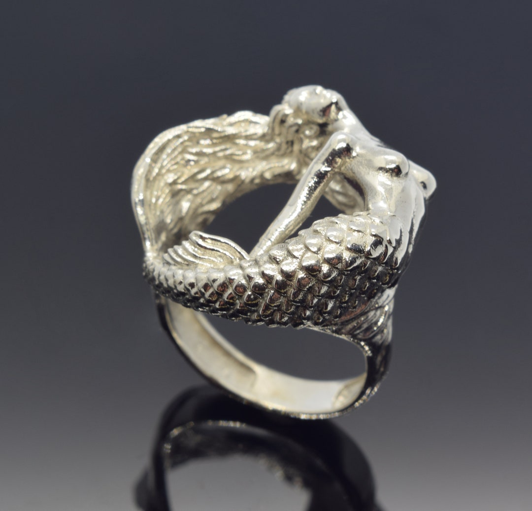Mermaid Ring, Mermaid Signet Ring, Mermaid Jewelry - Etsy