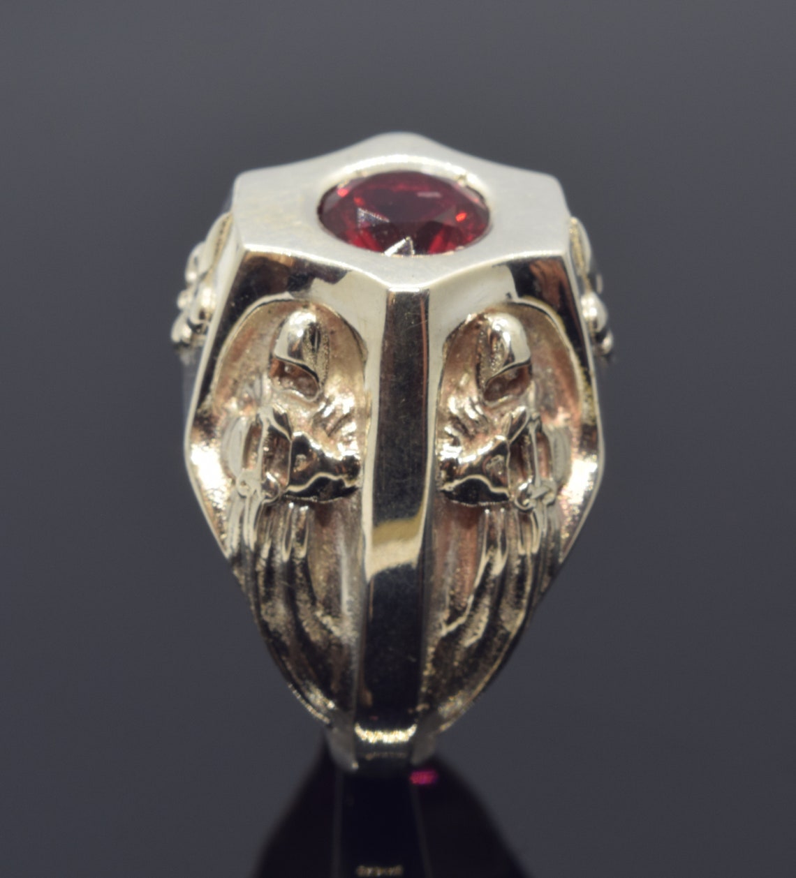 Templar Valor Garnet Signet Ring: Sterling Silver Knightly Emblem of ...