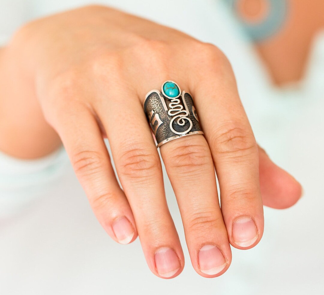 Handmade Cave Art Turquoise Silver Ring,armenian Jewelry Gift for Her ...