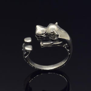 Hippo Silver Pinky Ring, Adjustable Animal Ring, Dainty Hippopotamus ...
