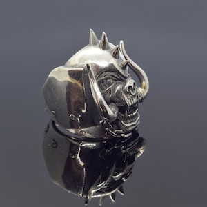 Motorhead Ring, Sterling Silver Warpig Ring, Skull Ring, Biker Ring ...