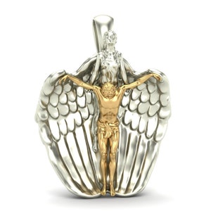 Winged Savior Angel Pendant Divine Guardian Silver Necklace for ...