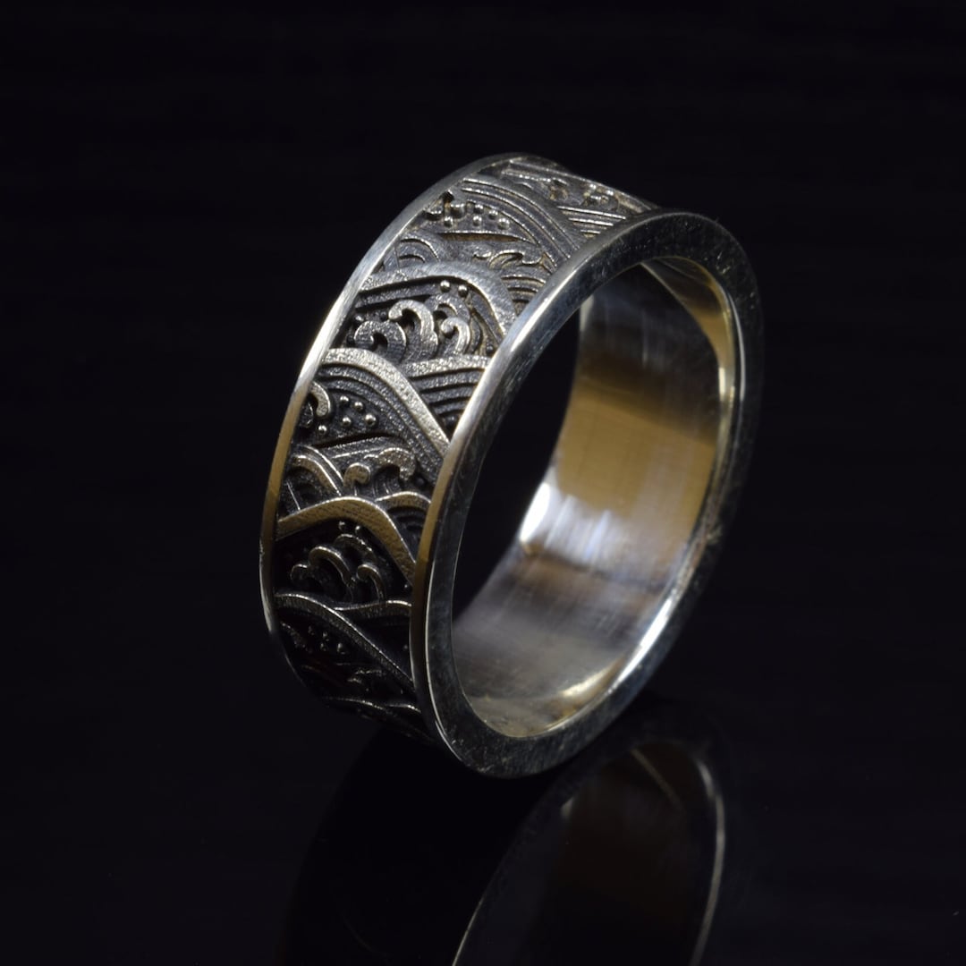 Silver Ocean Waves Ring: Serene Seaside Elegance in Sterling Silver - Etsy