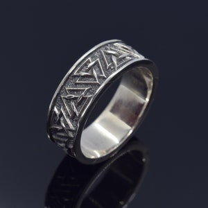 Valknut Knot Ring, Norse Viking Ring, Valknut Wedding Band, Silver Interlocking Triangles Ring ...