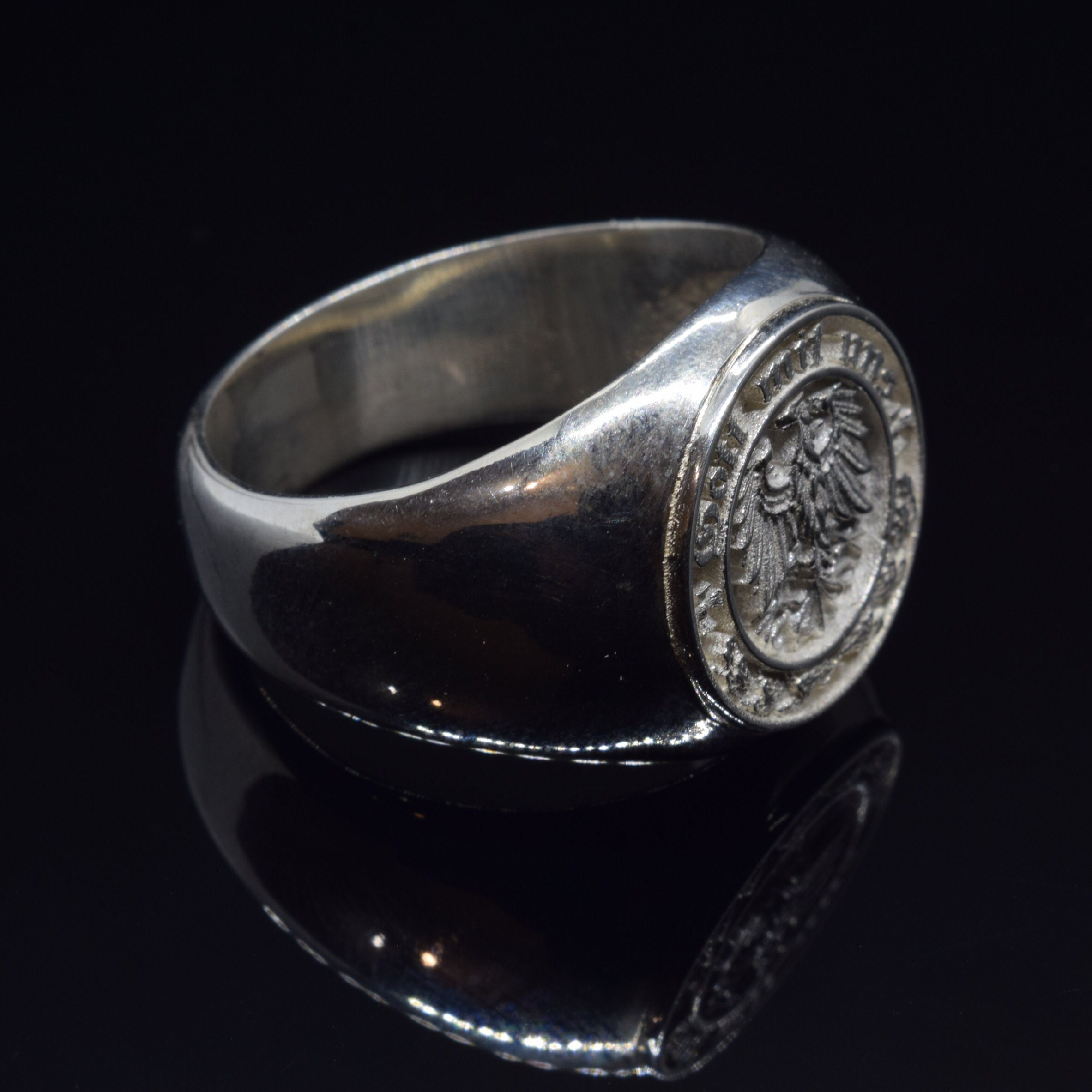 Gott Mit Uns Silver Signet Ring Timeless Unisex Statement Piece With Historic Motif Etsy