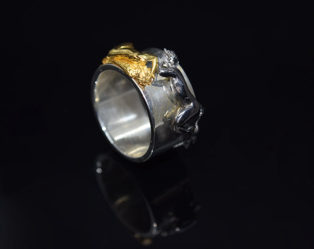 Silver Angel & Golden Devil Whisper to Each Other Silver Ring, Whisper Devil Ring, Whisper Angel ...