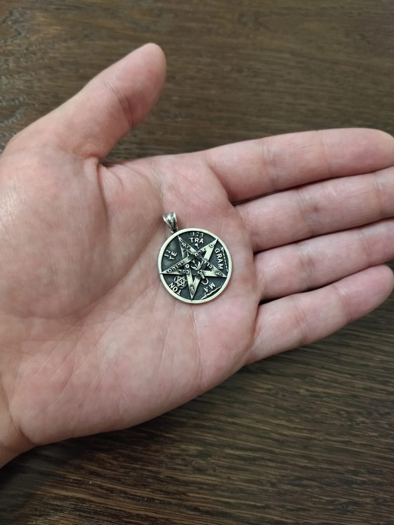 Sterling Silver Tetragrammaton Pendant, Pentacle Necklace, Pentagram of ...