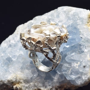 Unique Rough Geode Agate Silver Ring - Handcrafted Natural Agate Stone ...