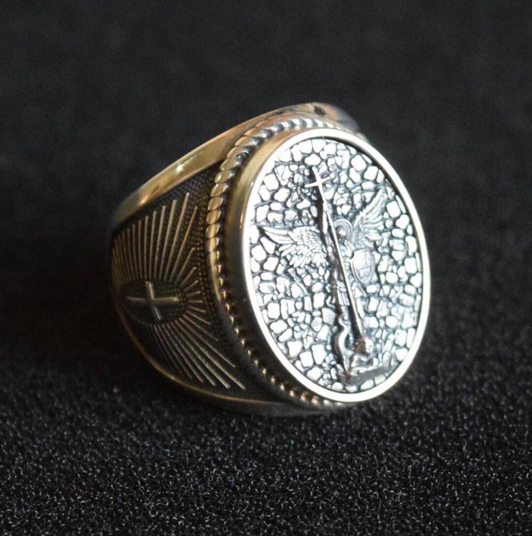 Saint Michael Ring, Saint Michael the Archangel Silver Jewelry ...