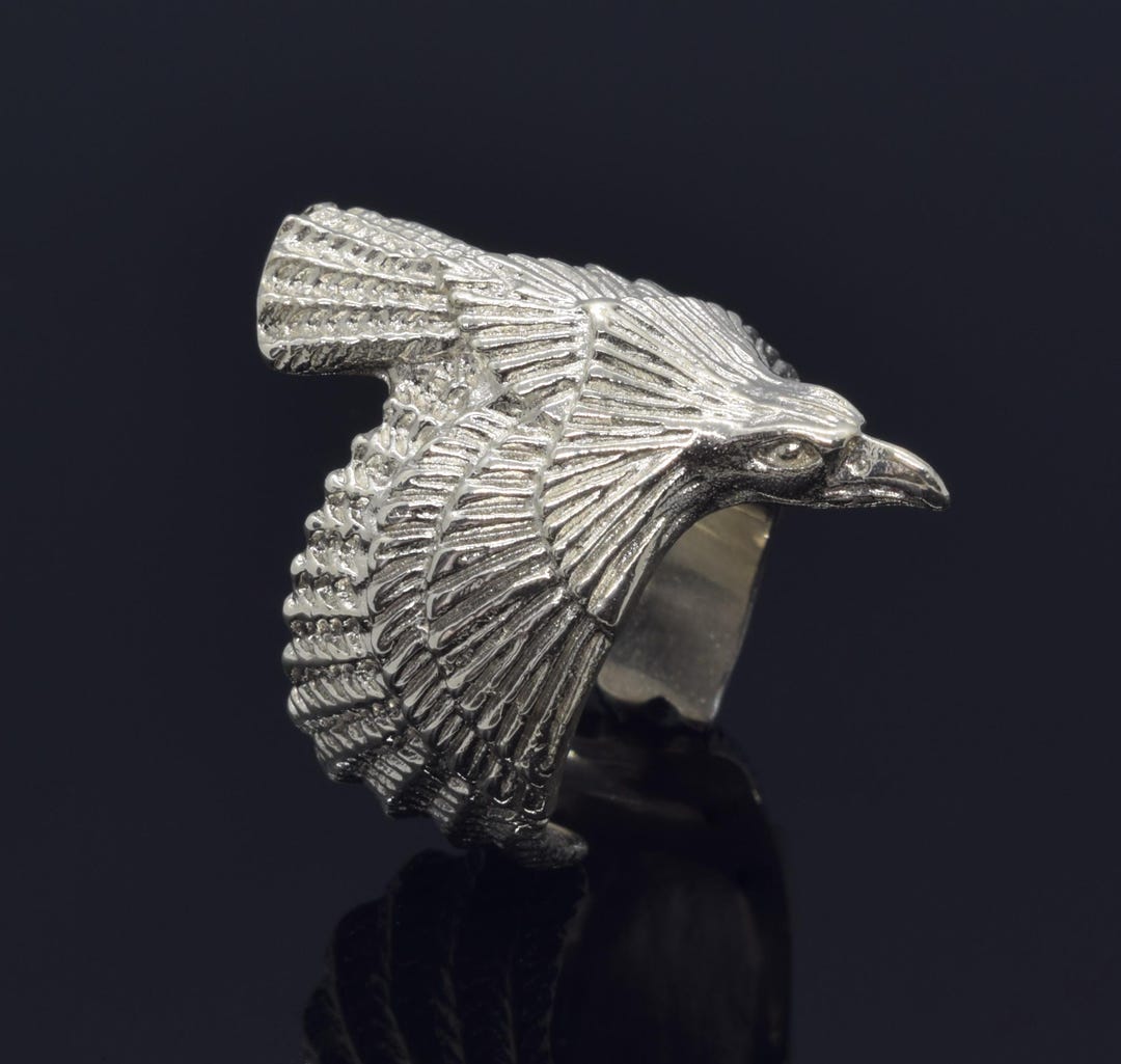 Norse Silver Raven Ring, Viking Crow Jewelry - Etsy