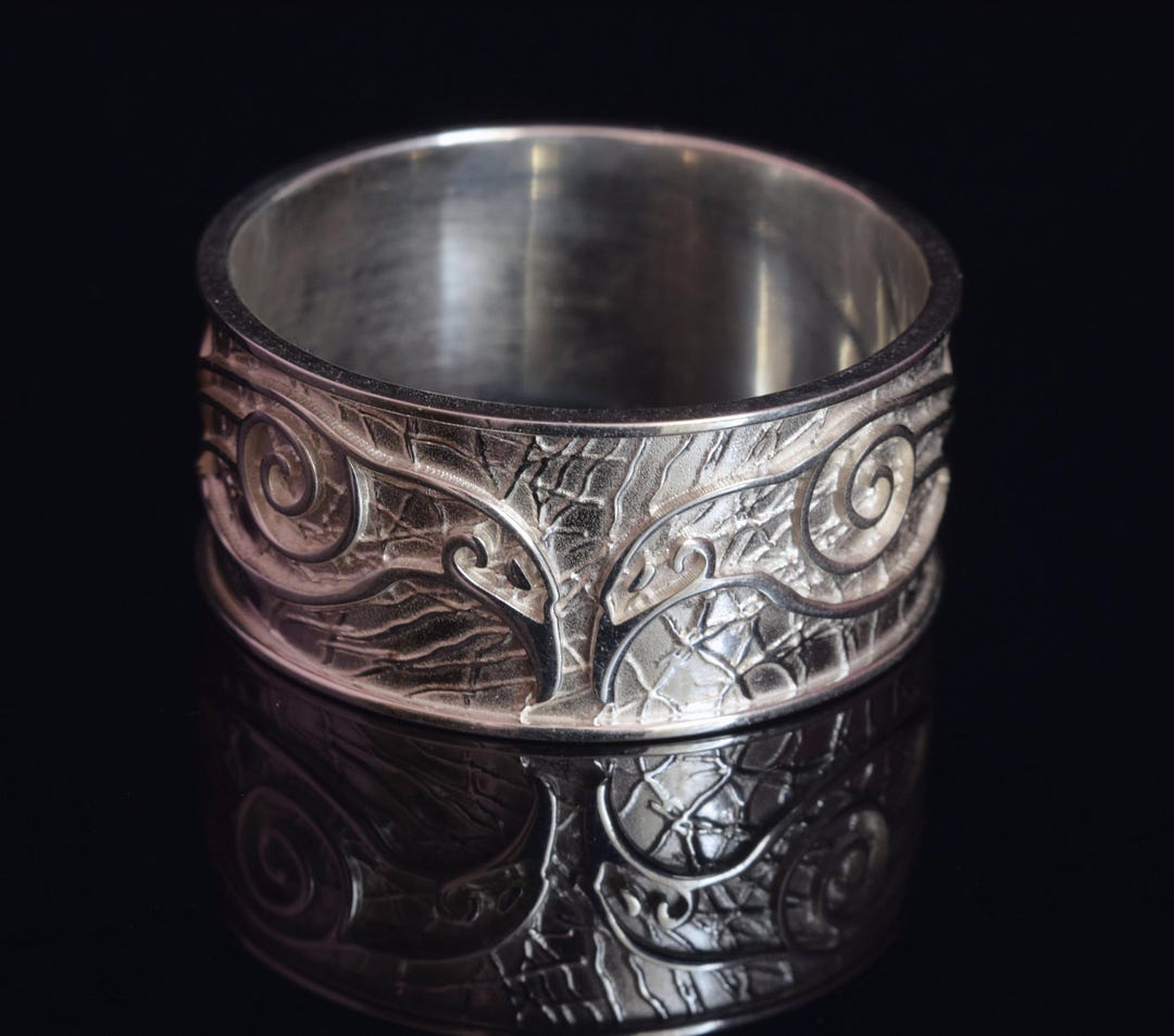Viking Raven Silver Ring, Viking Wedding Band, Norse Jewelry - Etsy