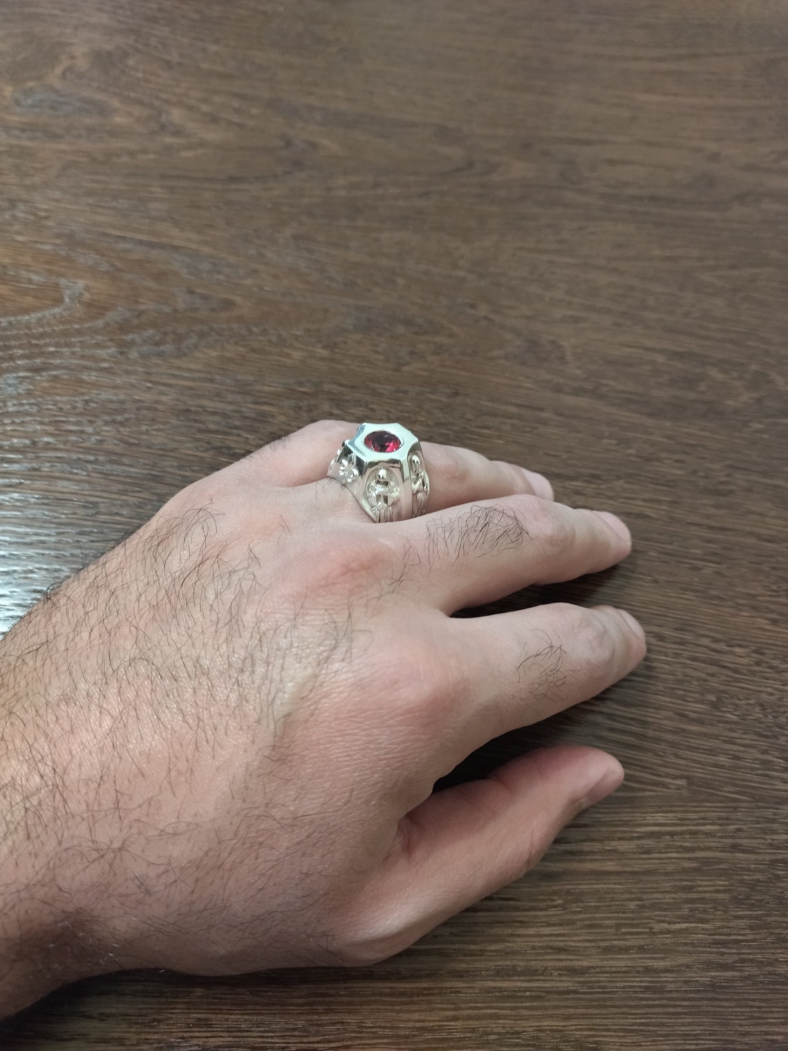 Templar Valor Garnet Signet Ring: Sterling Silver Knightly Emblem of ...