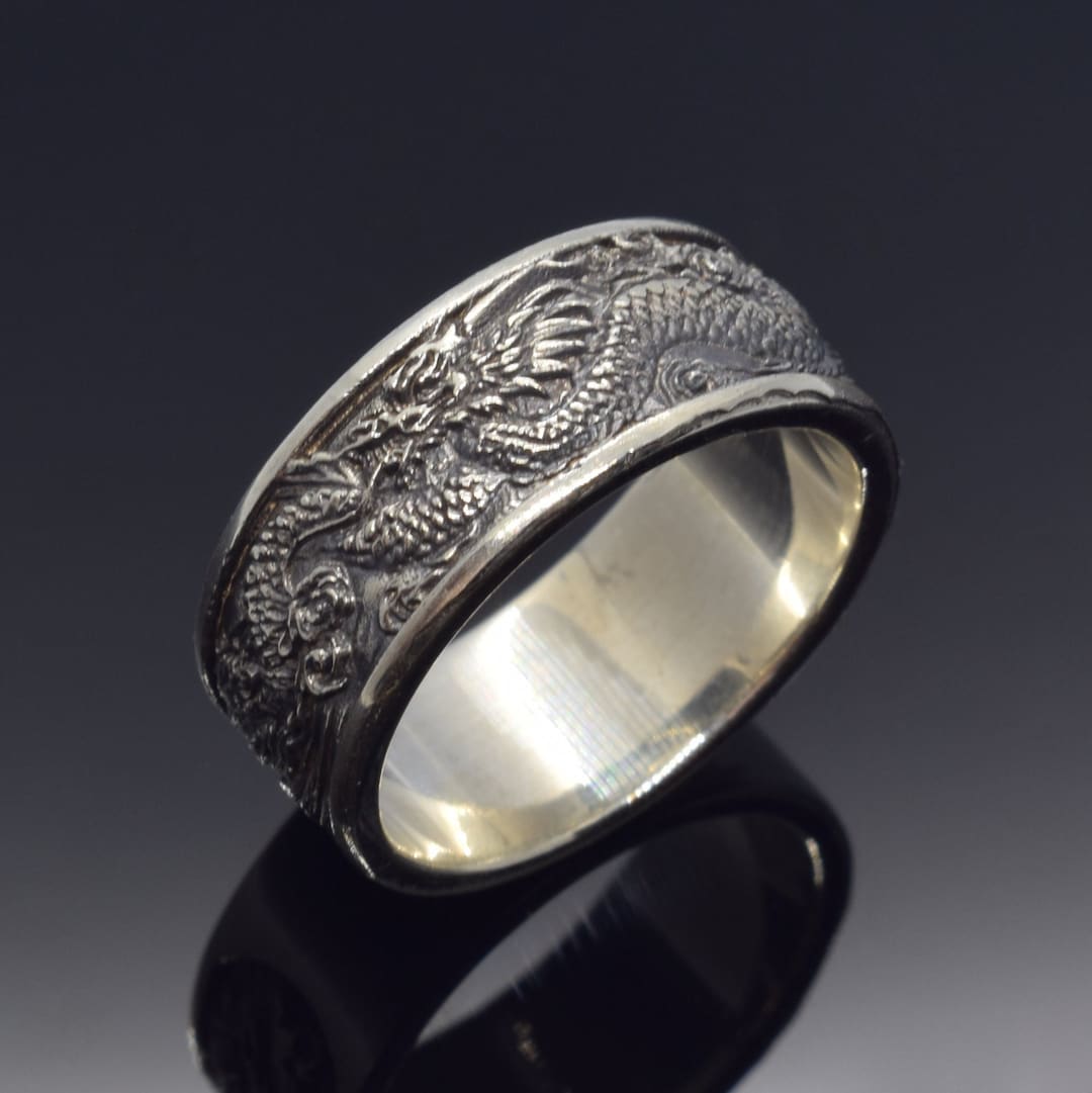 Japanese Dragon Ring, Dragon Band, 925 Sterling Silver Ring, Dragon ...