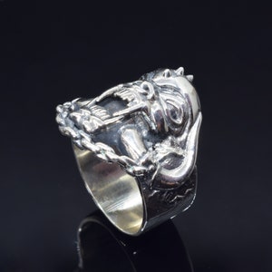 War Pig Silver Ring, Motorhead Snaggletooth Ring Tribute to Rock ...