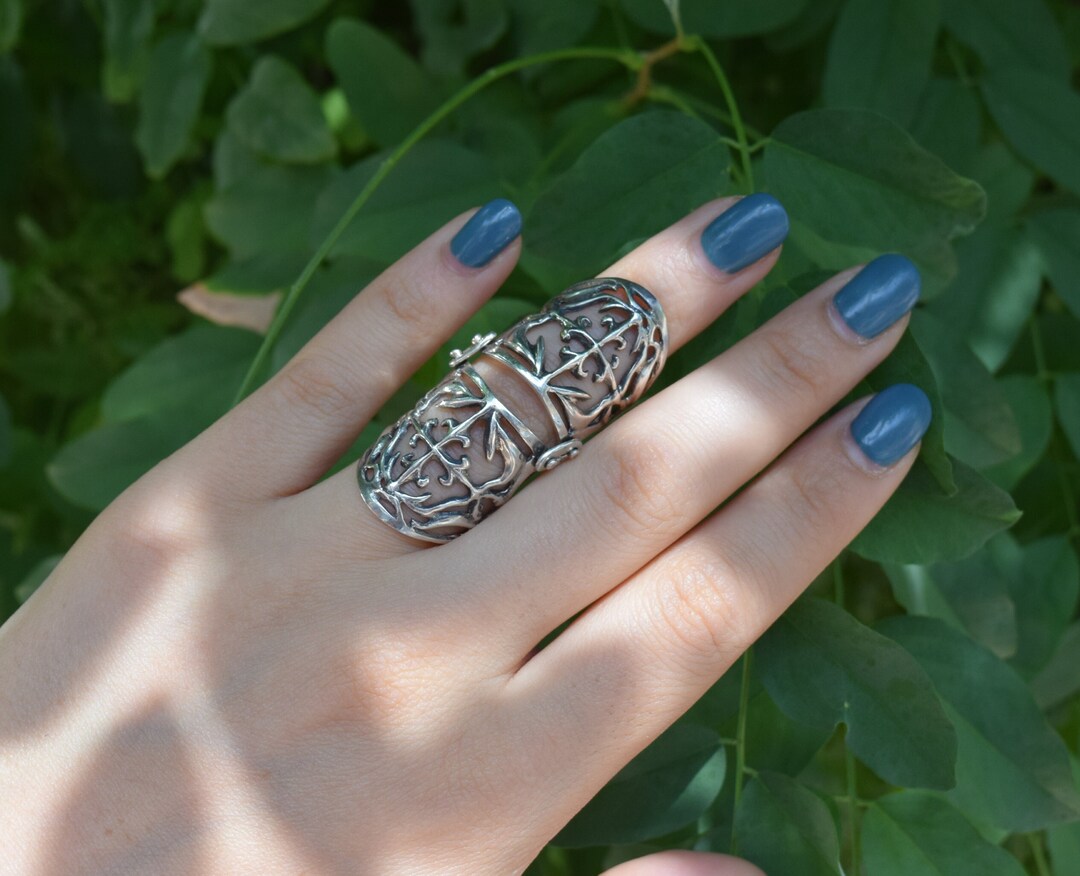 Full Finger Cross Ring, Long Silver Ring, Armenian Jewelry - Etsy