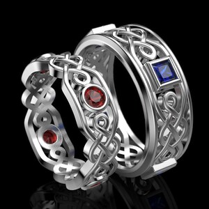 Couple Rings Set Celtic Ring Celtic Wedding Band Celtic - Etsy