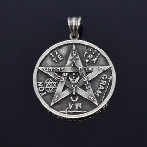 Sterling Silver Tetragrammaton Pendant, Pentacle Necklace, Pentagram of ...