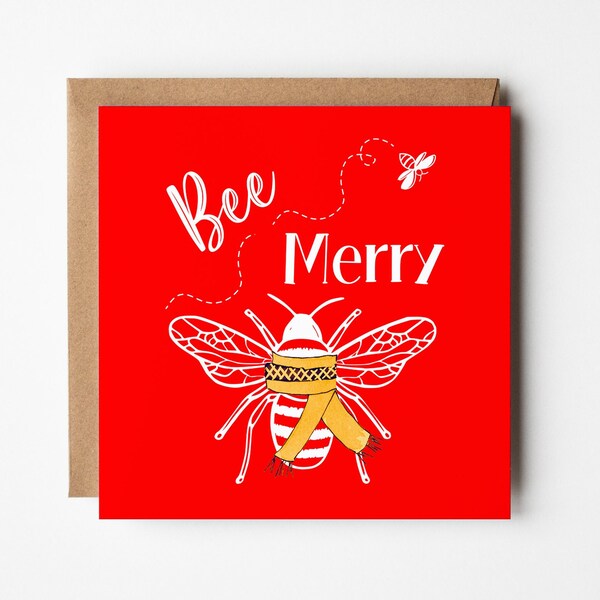 Bee Christmas Card - Etsy UK