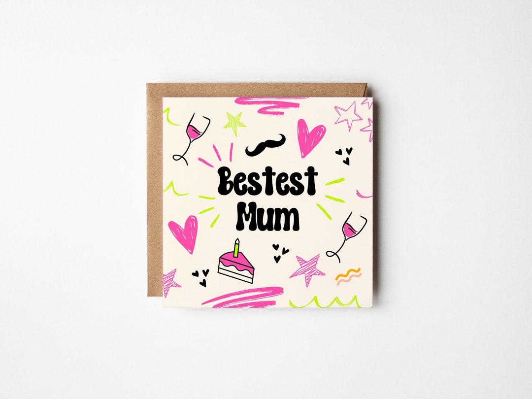 Bestest Mum Birthday Card for Mum Inside is Blank Envelope - Etsy