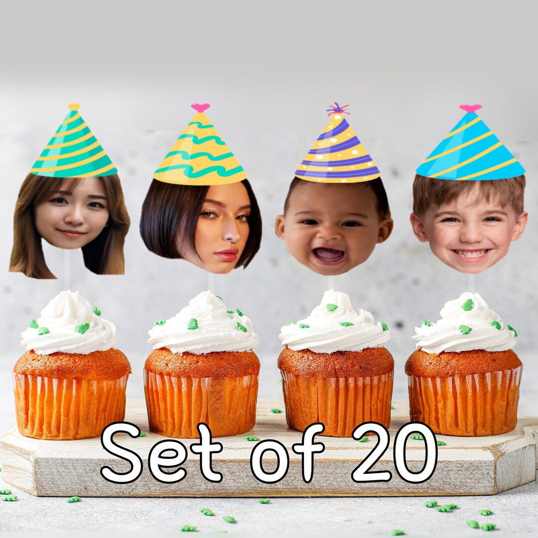 Photo Cupcake Topper Custom Face Cupcake Topper Birthday Cupcake Topper ...
