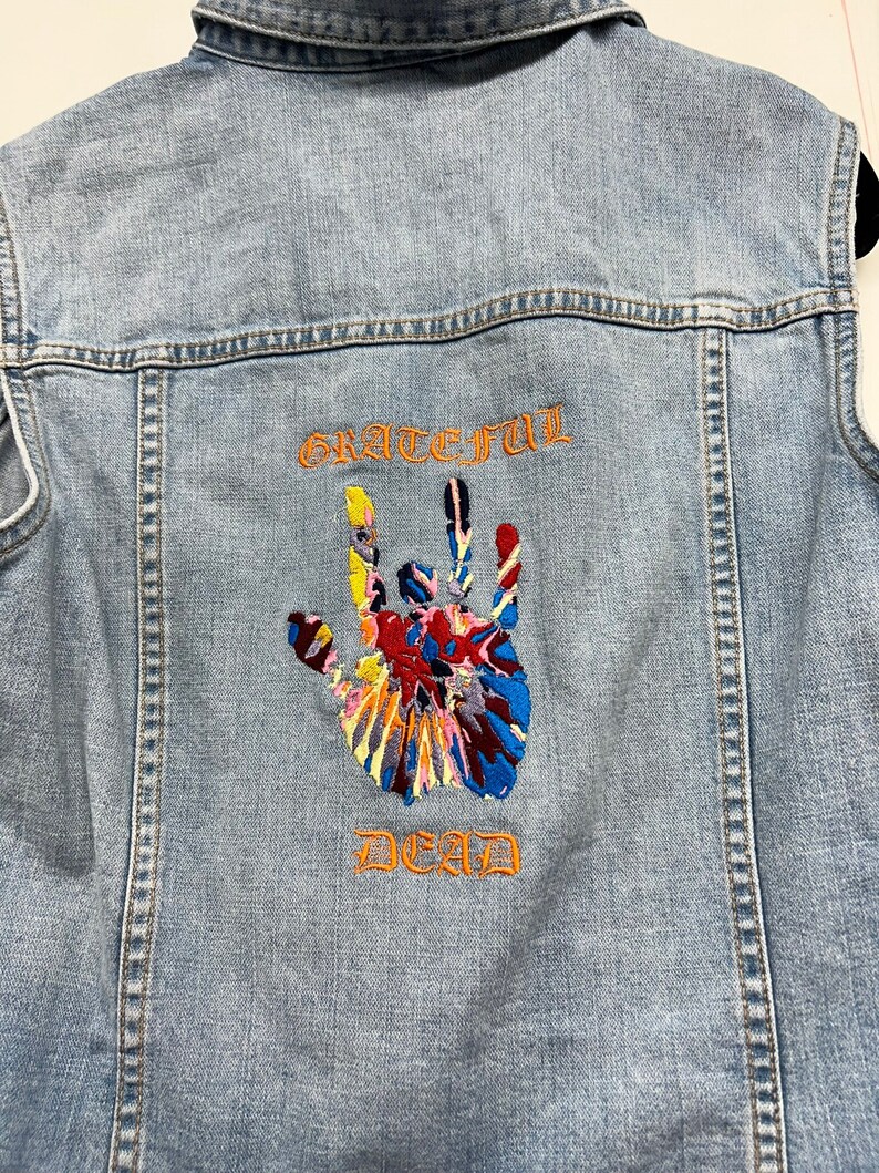 Grateful Dead Embroidered Jerry Hand Logo Vest - Etsy