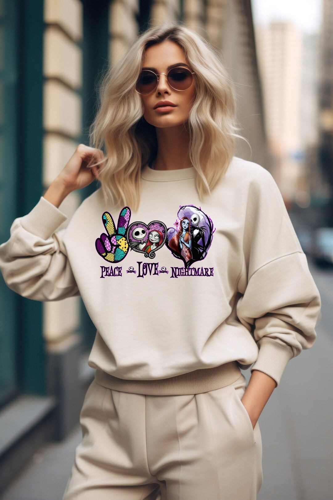Peace Love Nightmare Christmas Before Valentines Day Shirt, Jack and ...