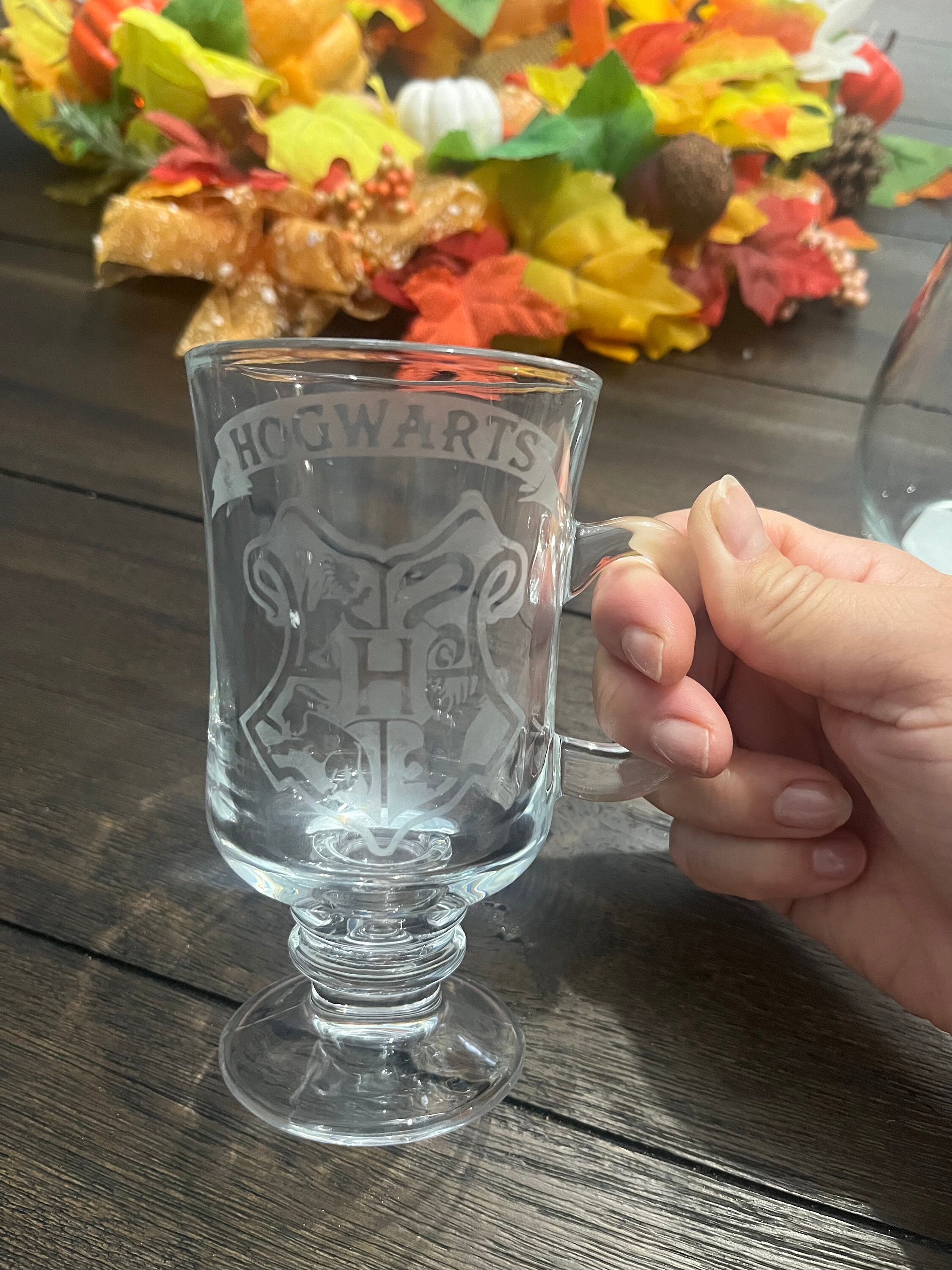 Custom Etched Butterbeer Glass Harry Potter Hogwarts House - Etsy