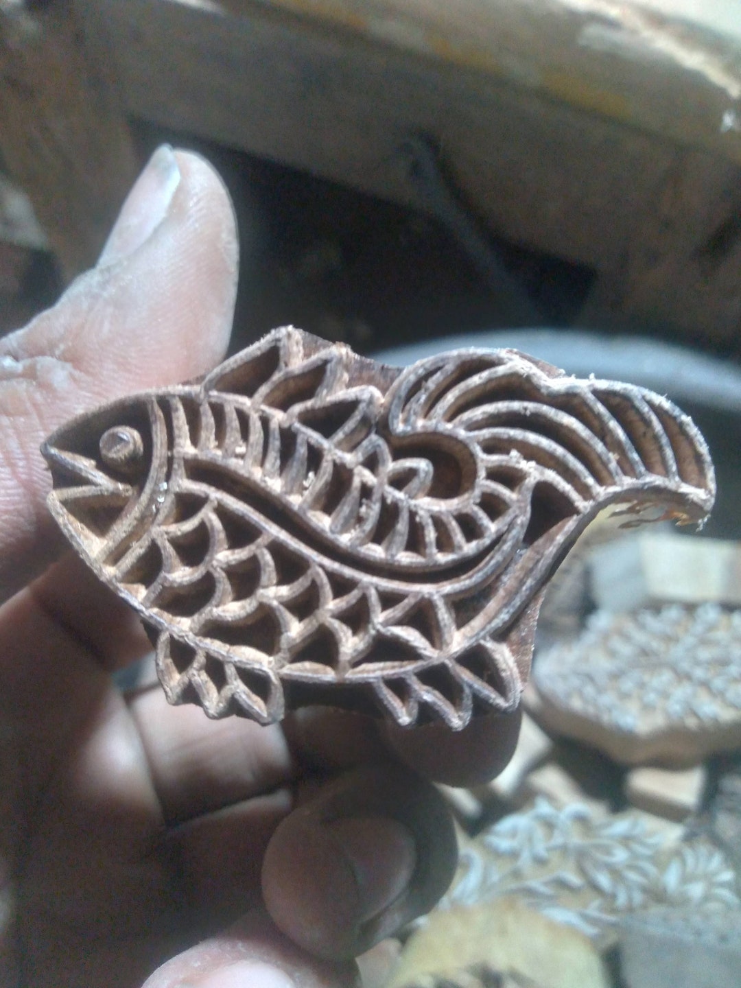 Wooden Block Print Fish Buta Design for Decor - Etsy