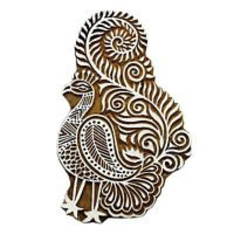 Wooden Block Print Peacock Buta Design for Decor - Etsy