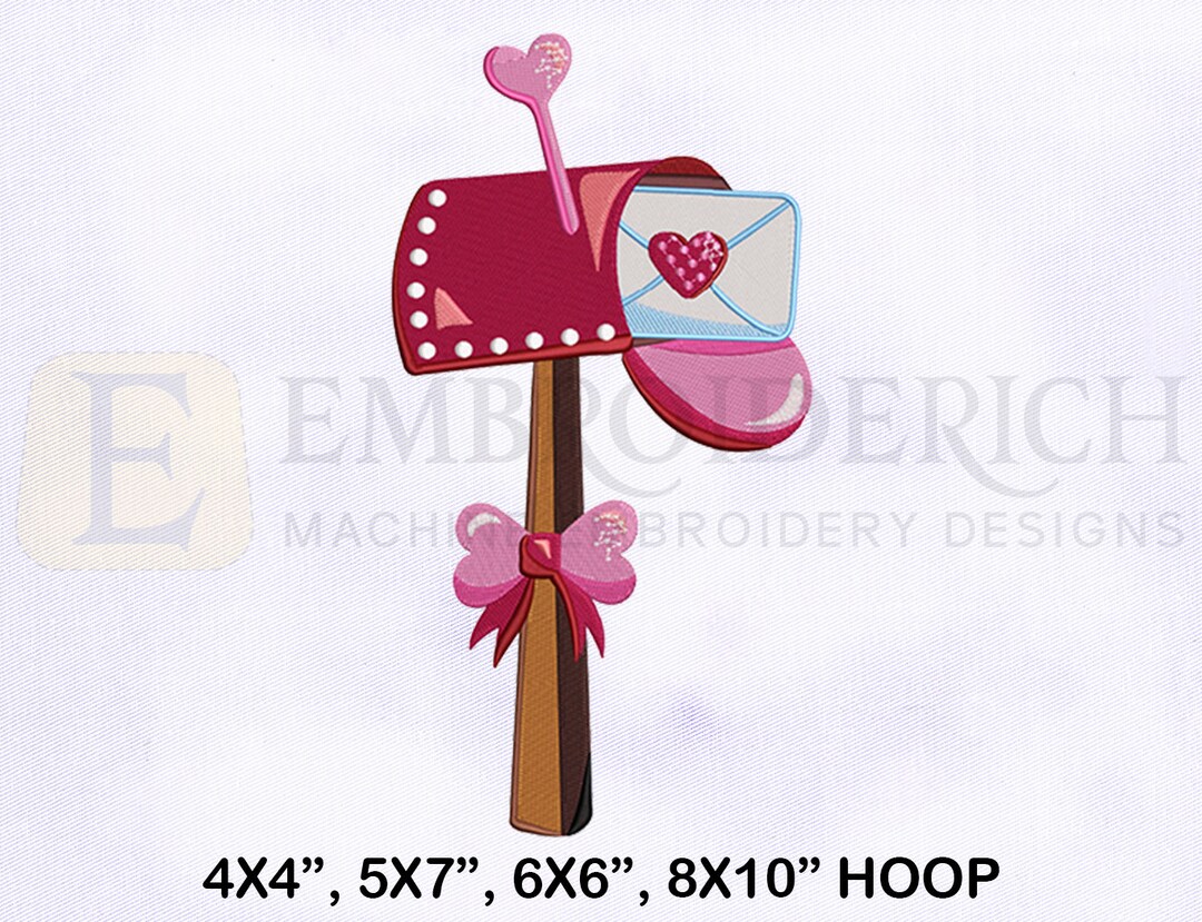 Valentine's Day Love Letter Post Box Embroidery Design | 4 Sizes ...