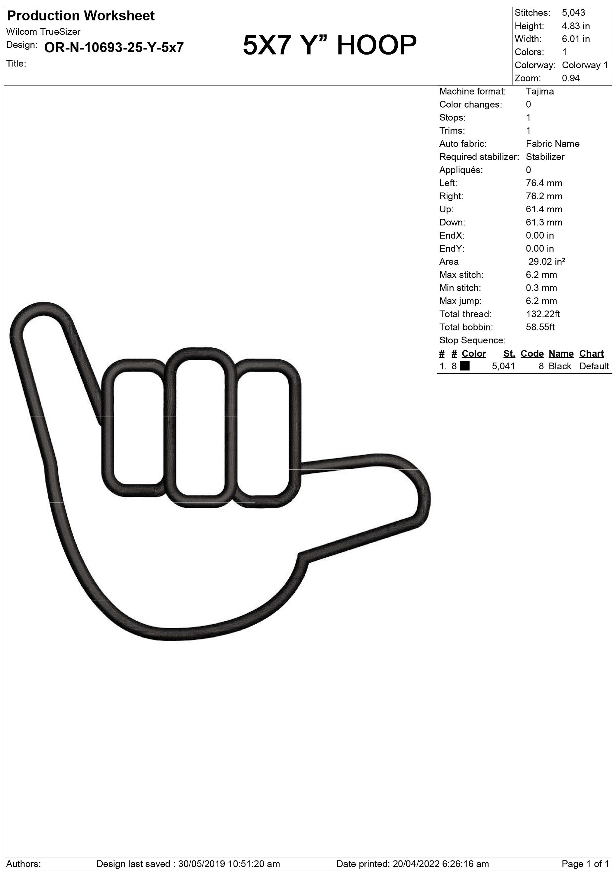 Sign Language Alphabet Y Machine Embroidery Design 4 Sizes - Etsy