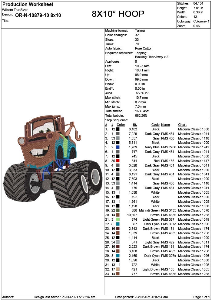 Tow Mater Pixar Car Machine Embroidery Design, Tow Mater Embroidery ...