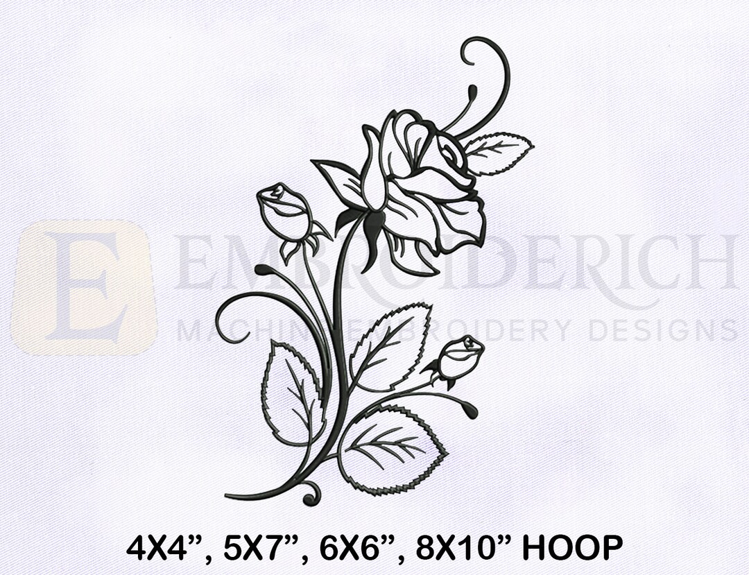 Stencil Rose Machine Embroidery Design, Outline Embroidery Designs ...