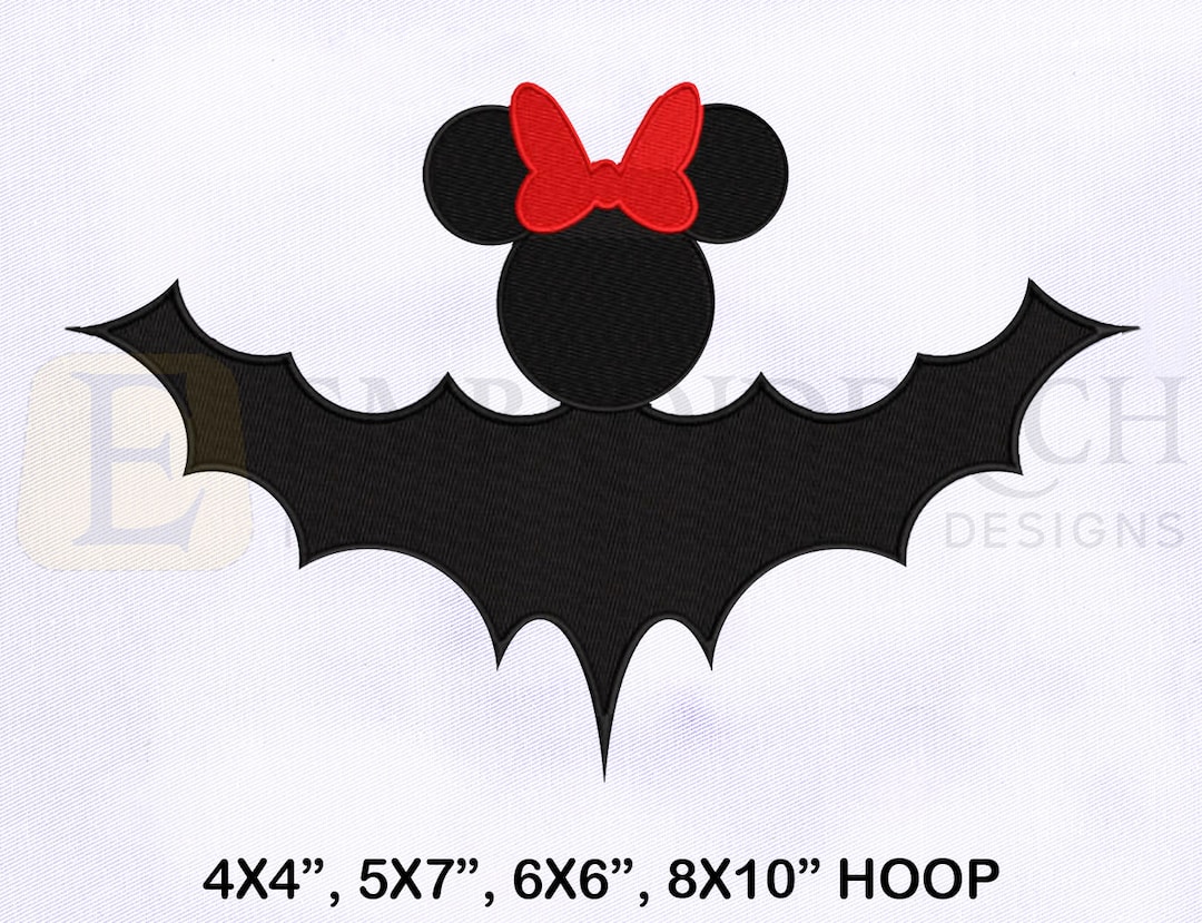 Minnie Witch Halloween Bat Embroidery Design, Halloween Embroidery ...