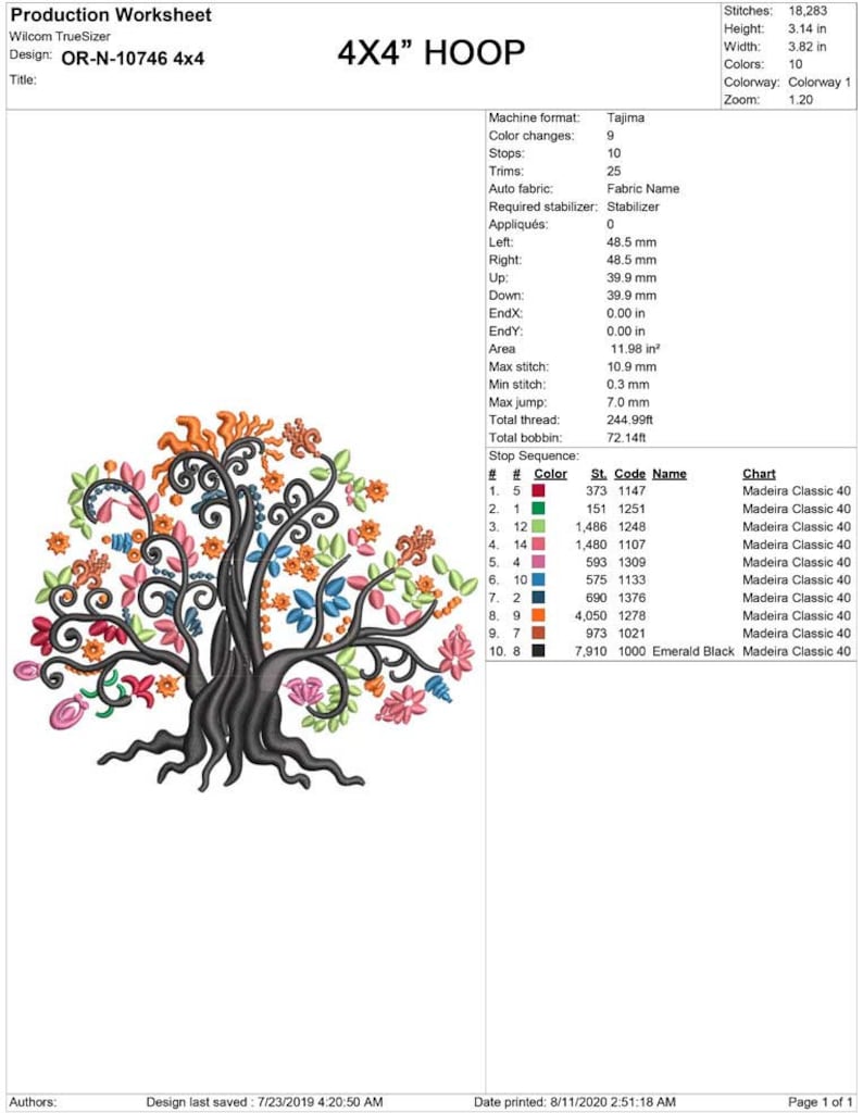 Colorful Life of Tree Machine Embroidery Design, Tree Embroidery ...