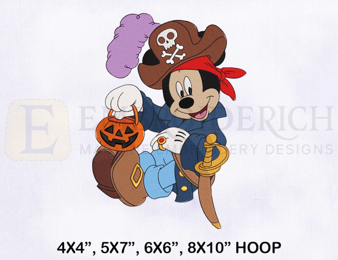 Halloween Mickey Pirate Embroidery Design, Halloween Embroidery Designs ...