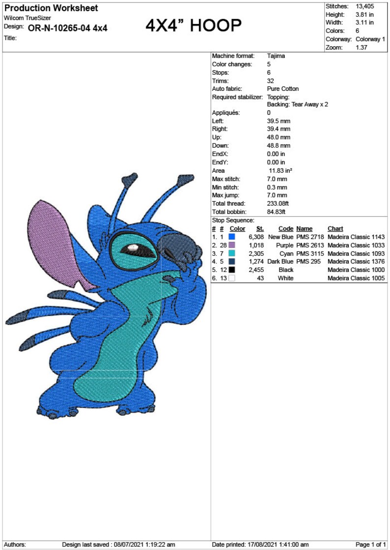 Stitch Machine Embroidery Design, Lilo and Stitch Embroidery Designs ...