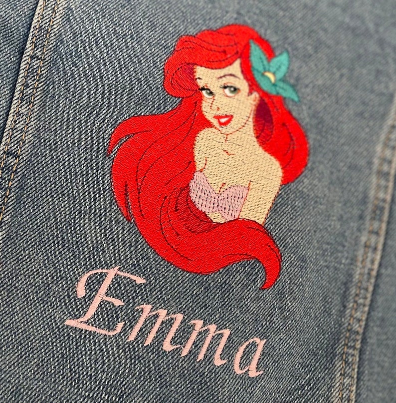 Ariel the Little Mermaid Embroidery Design, Mermaid Machine Embroidery ...