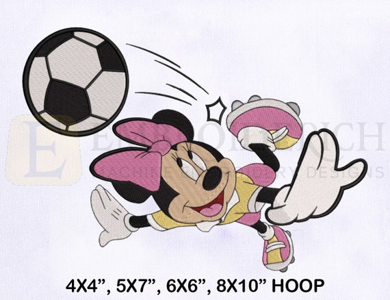 Minnie Playing Soccer Machine Embroidery Design Minnie Soccer | Etsy