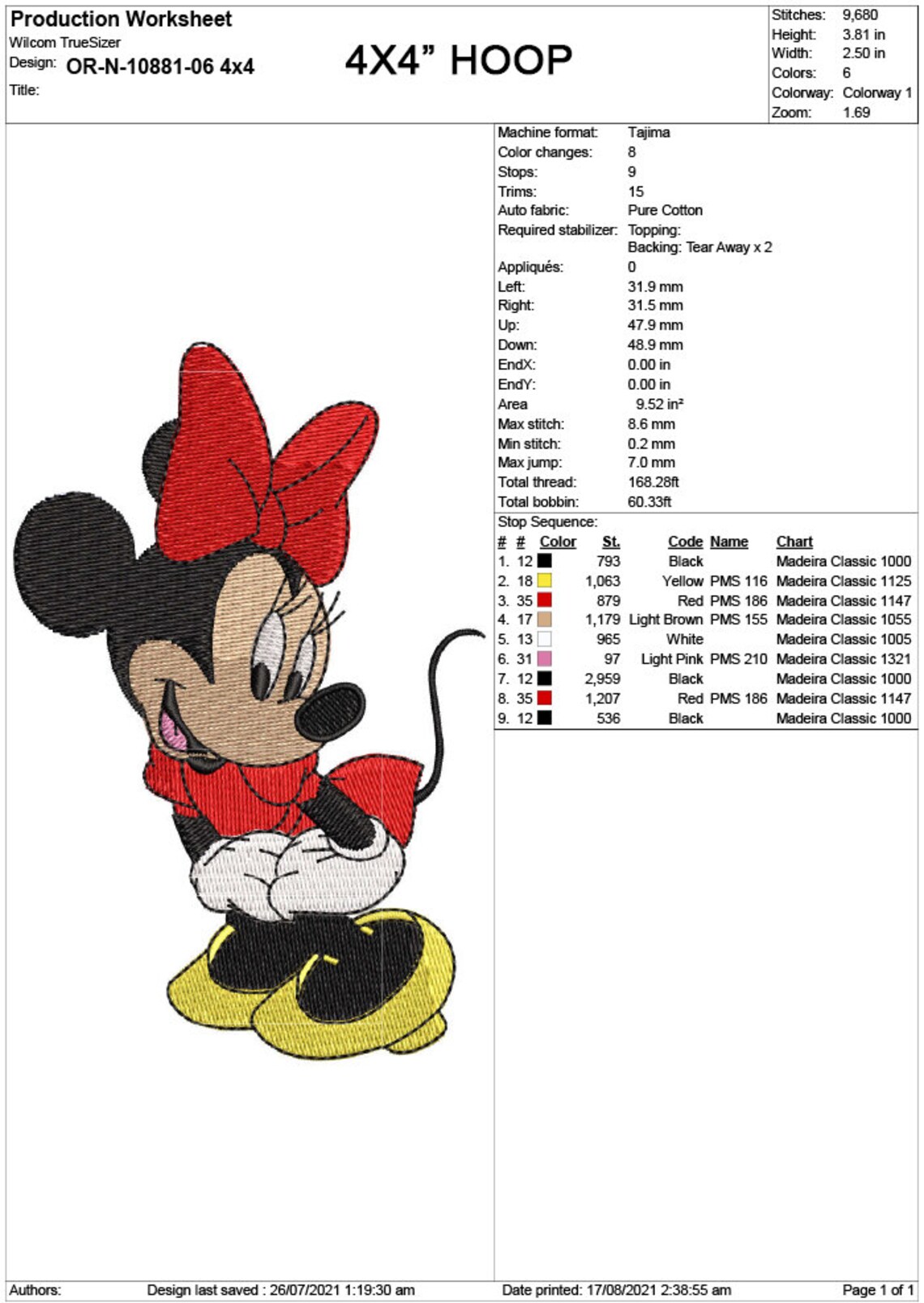 Cute Minnie Mouse Embroidery Design Cute Minnie Embroidery - Etsy