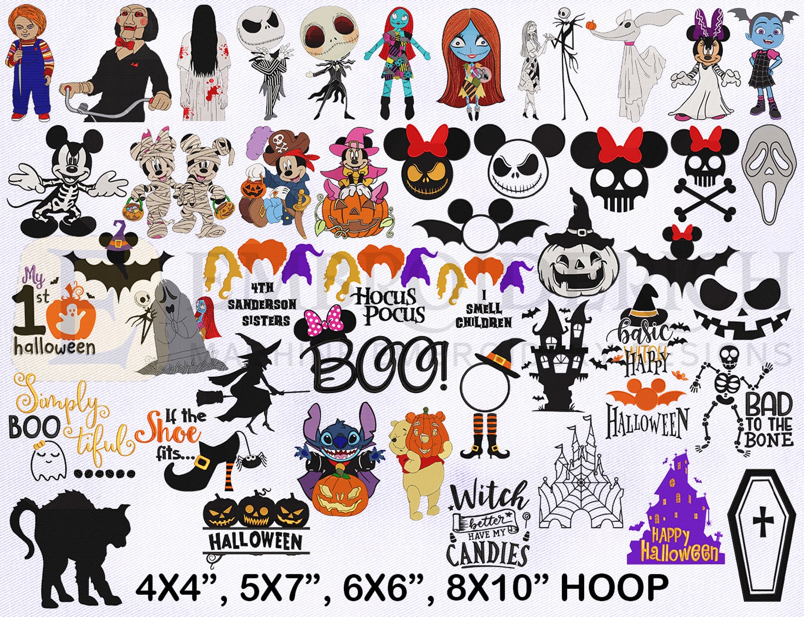 Halloween Machine Embroidery Designs Bundle, 4 Sizes EMB Designs ...