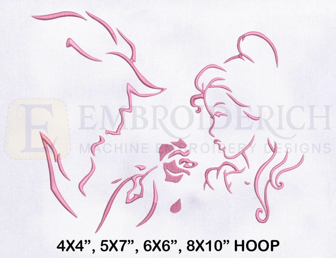 Princess Belle and Beast Outline Embroidery Design, Beast Outline ...