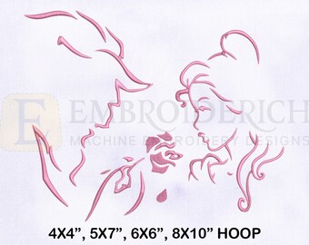 Belle and Beast Outline Embroidery Design, Beast Outline Embroidery ...