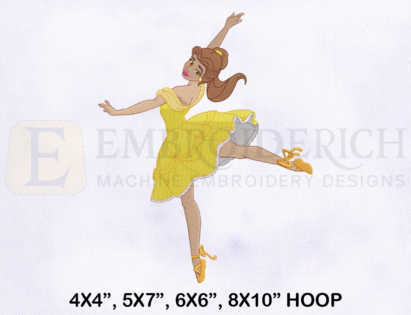 Princess Belle Ballerina Dance Embroidery Design, Princess Embroidery ...